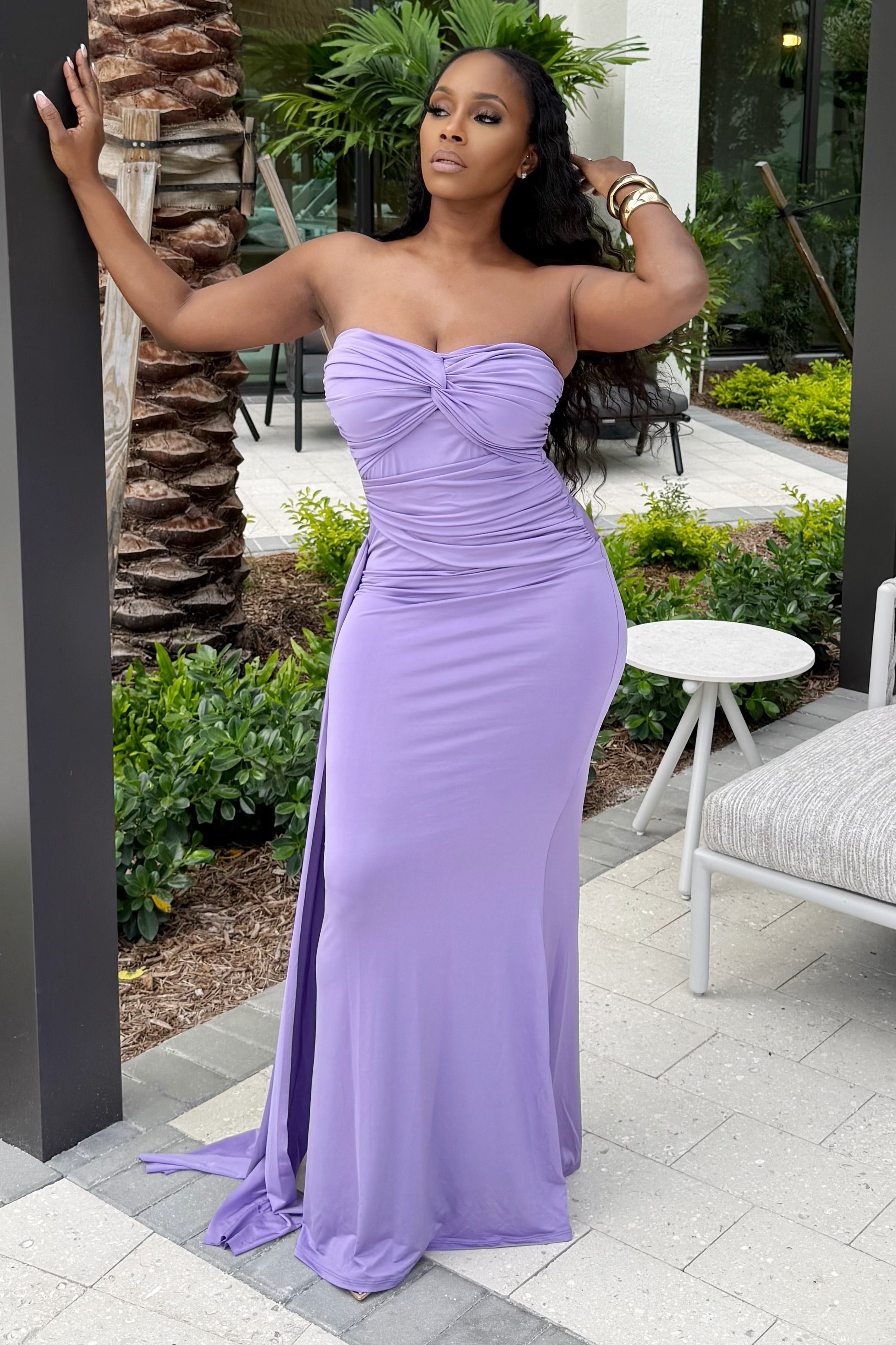 Lilac Muse drape tube Maxi Dress (Lilac) – Polkadotz Boutique